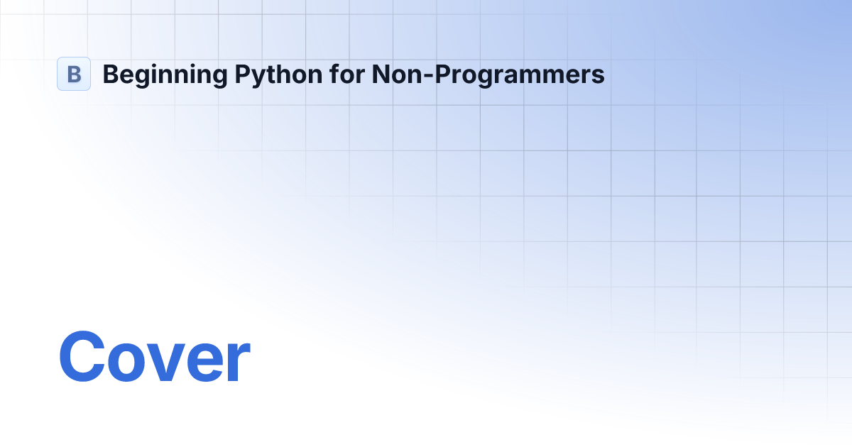 Cover | Beginning Python for Non-Programmers